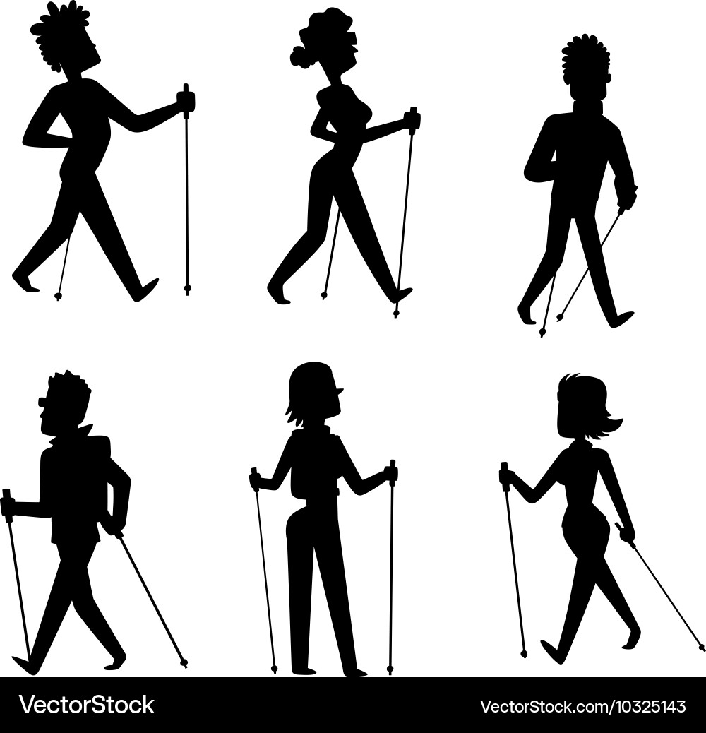 Nordic walking sport people Royalty Free Vector Image