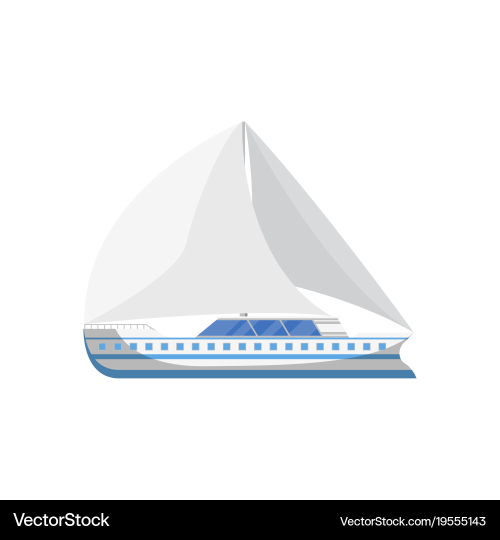 Ocean yacht side view isolated icon Royalty Free Vector