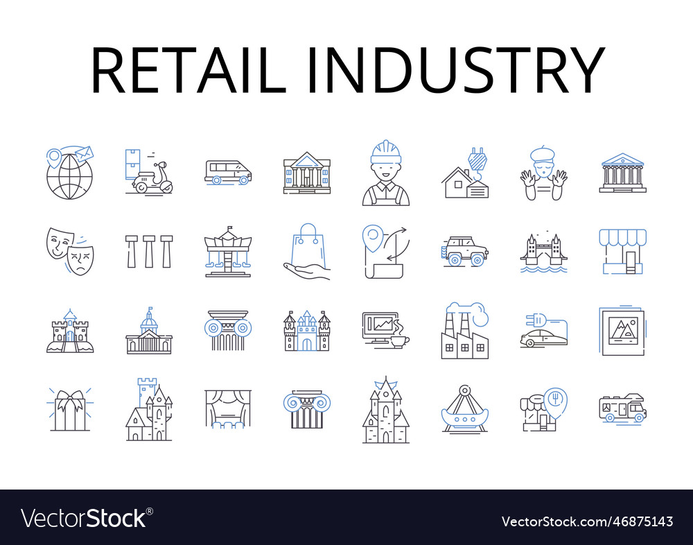 Retail industry line icons collection advertising Vector Image