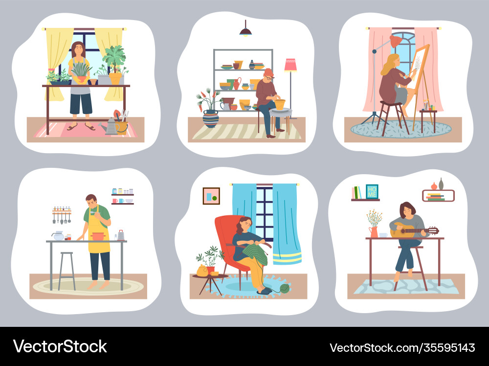 Self isolation stay at home concept people Vector Image