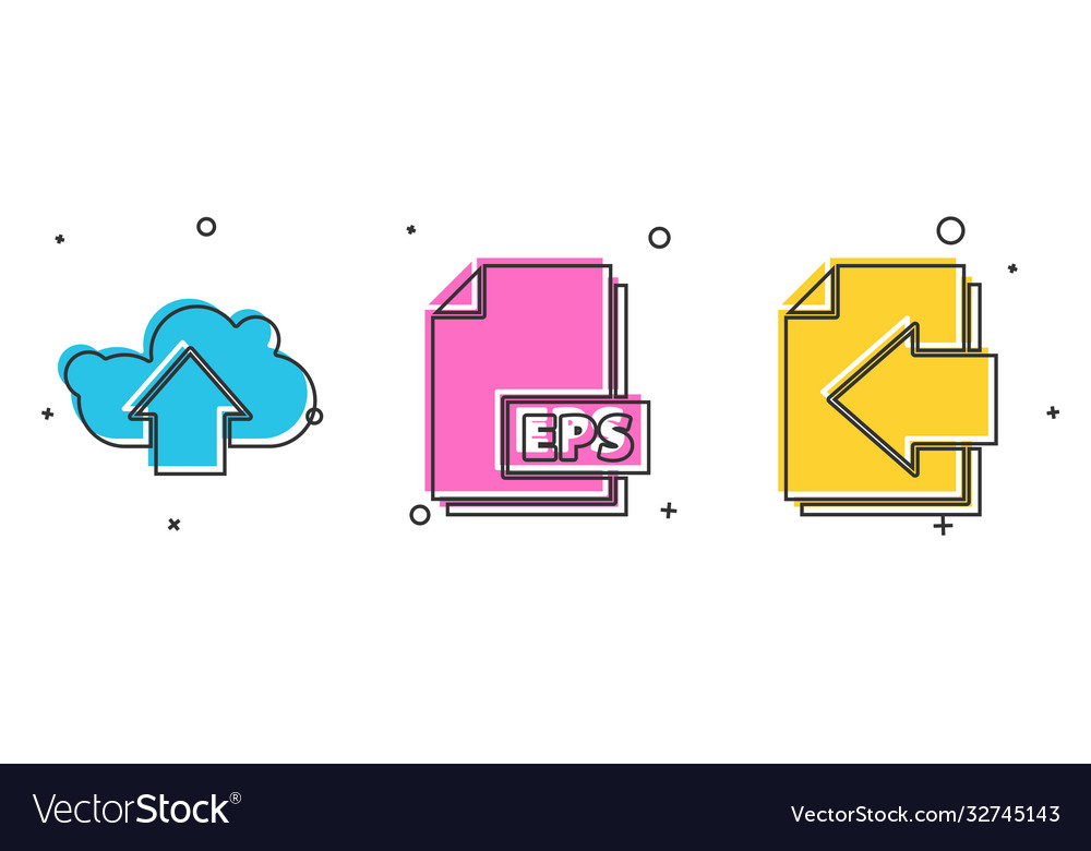 Set cloud upload eps file document and next page Vector Image