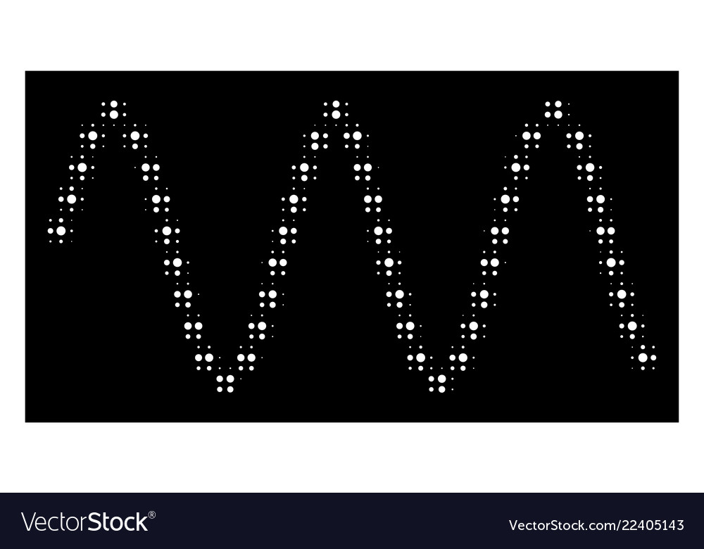 White Halftone Sinusoid Waves Icon Royalty Free Vector Image