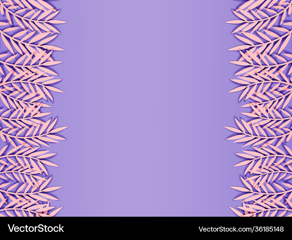 Abstract paper cut pink leaves vertical border Vector Image