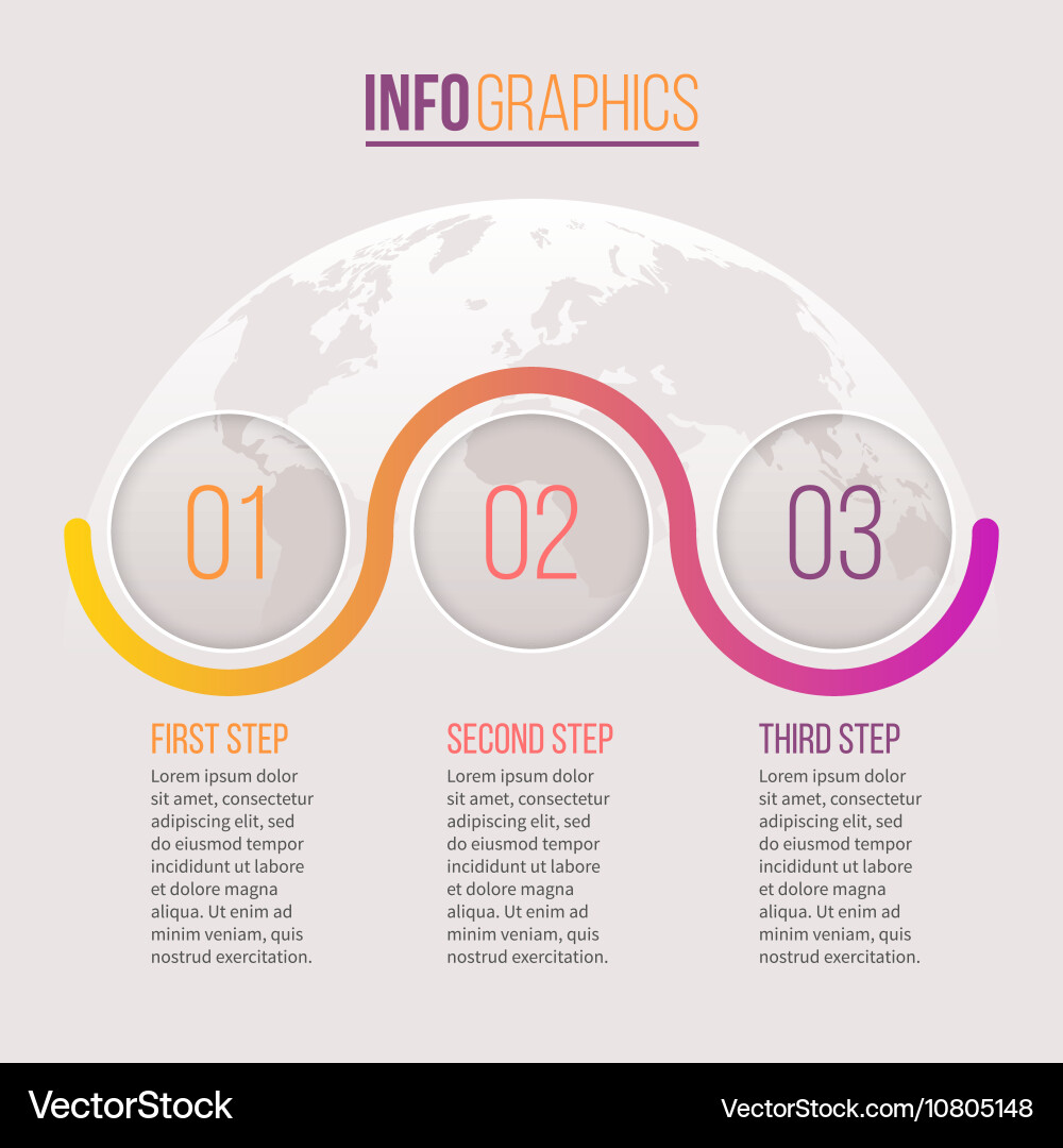 Business infographics timeline with 3 steps Vector Image