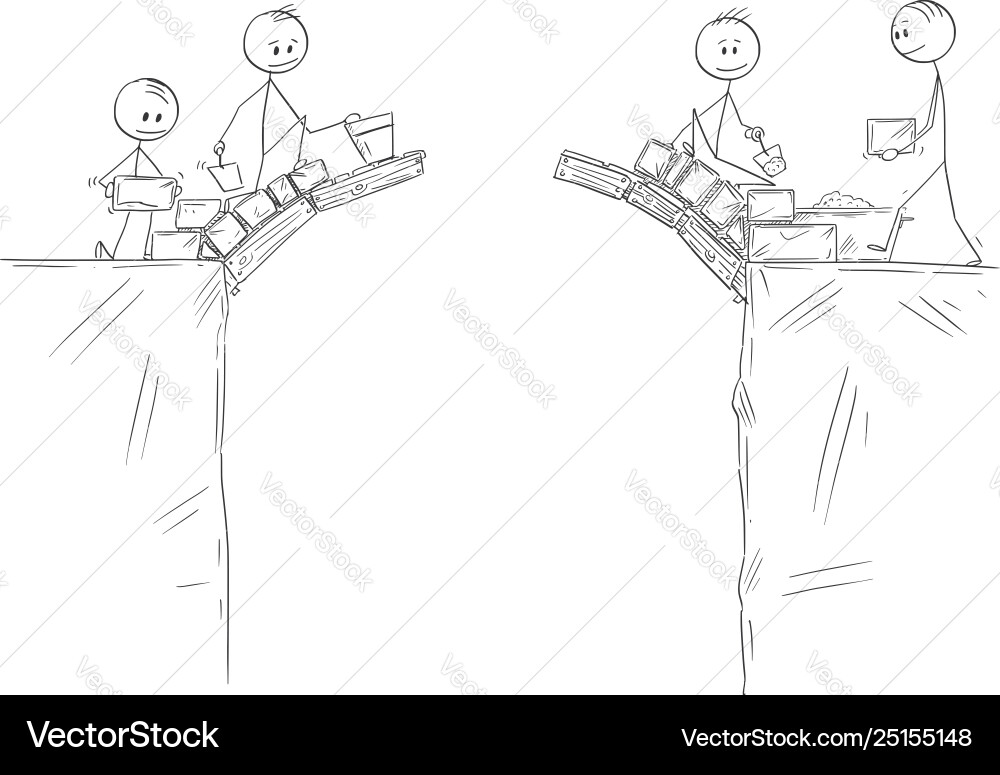 Cartoon two groups men or businessmen Royalty Free Vector