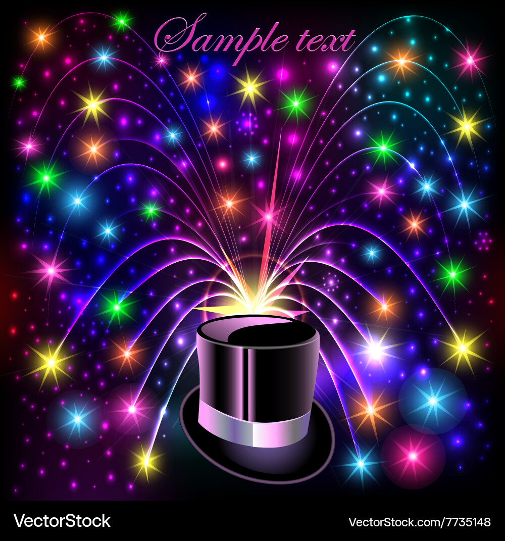 Festive Fireworks and Hat Background Royalty Free Vector