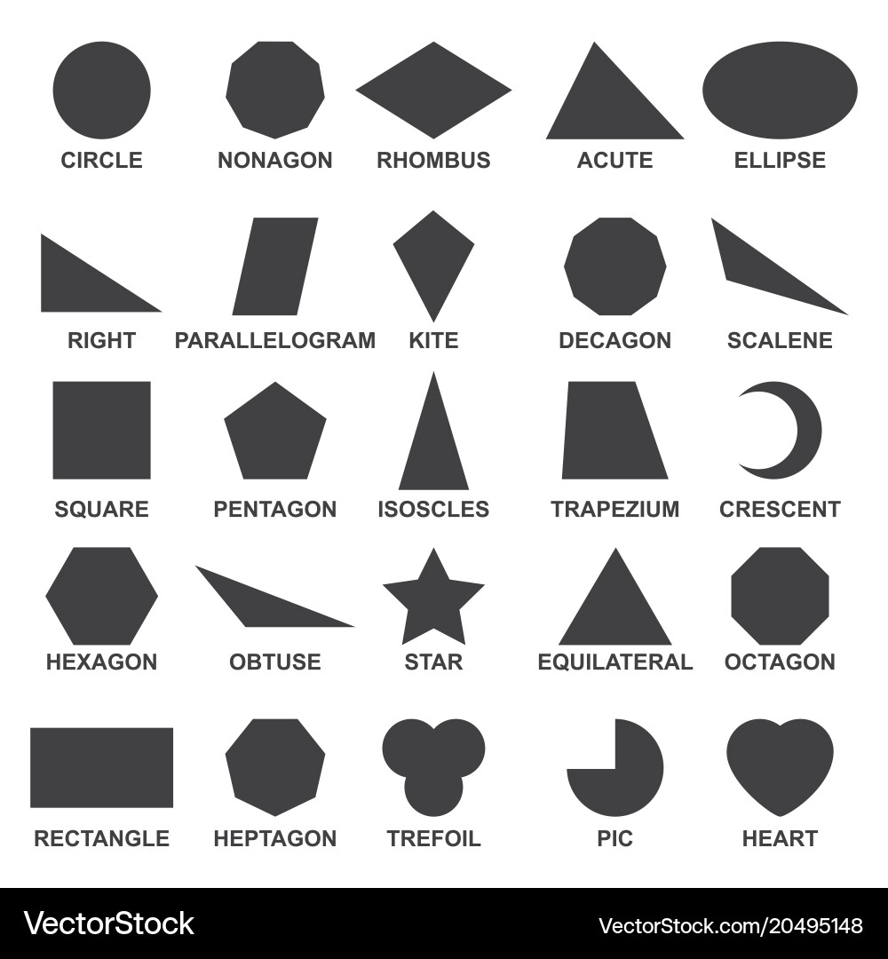 Geometric Shapes Collection - Black & White Vector Image