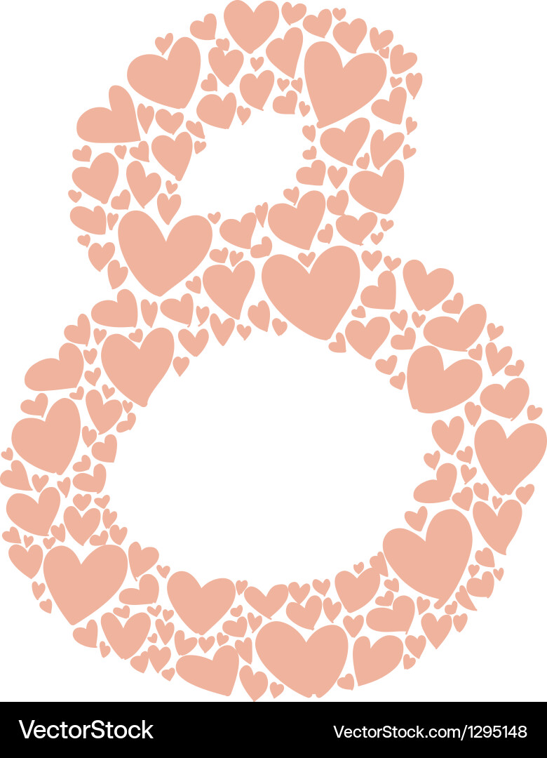 Hand-drawn heart-shaped colorful number Royalty Free Vector