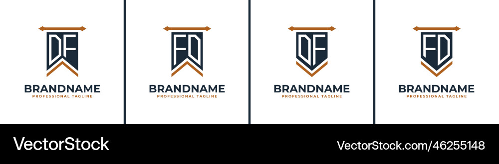 Letter df and fd pennant flag logo set represent Vector Image