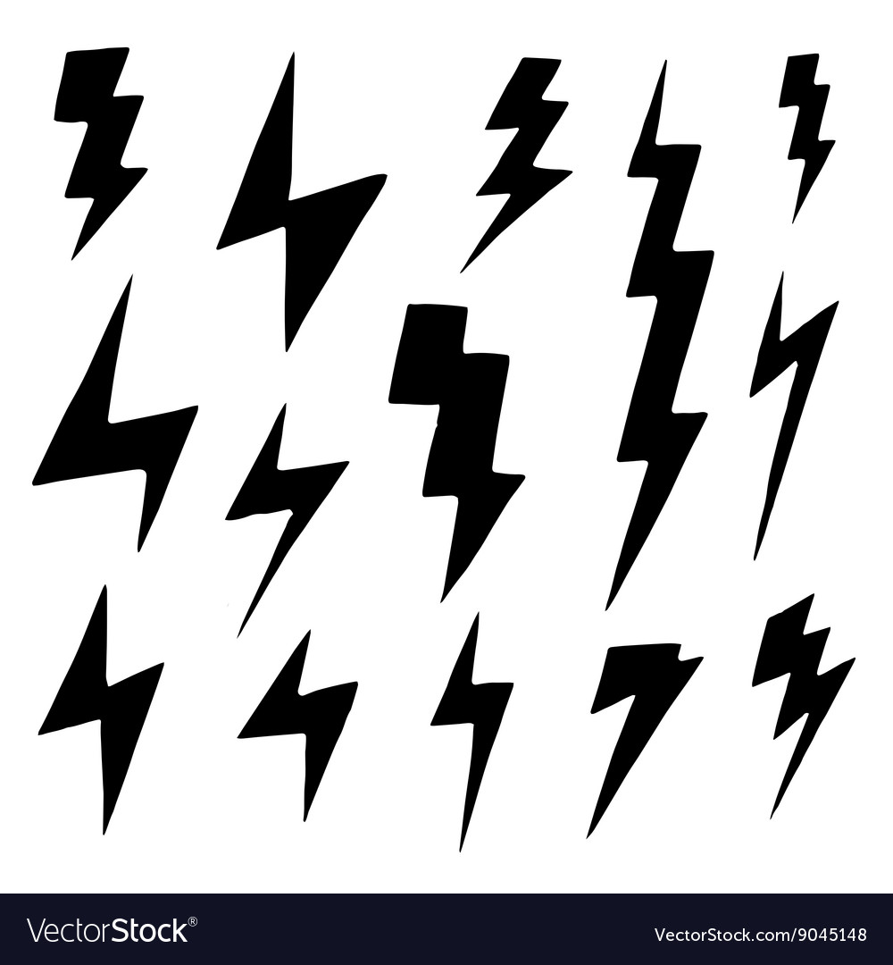 Lightning Doodle Set Royalty Free Vector Image Lightning Doodle Set Royalty Free Vector Image