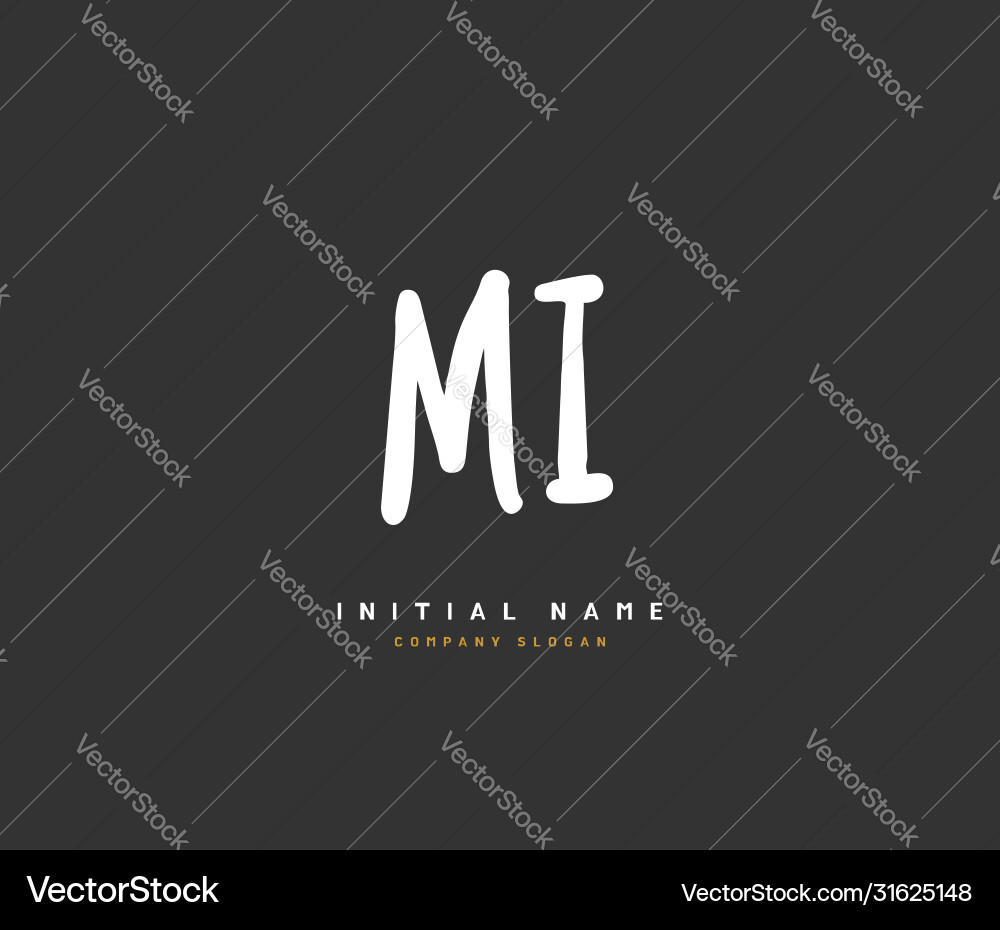 M i mi beauty initial logo handwriting logo Vector Image