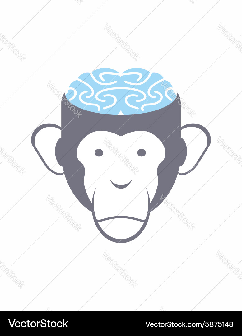 Monkey brain blue animal head logo for res Vector Image