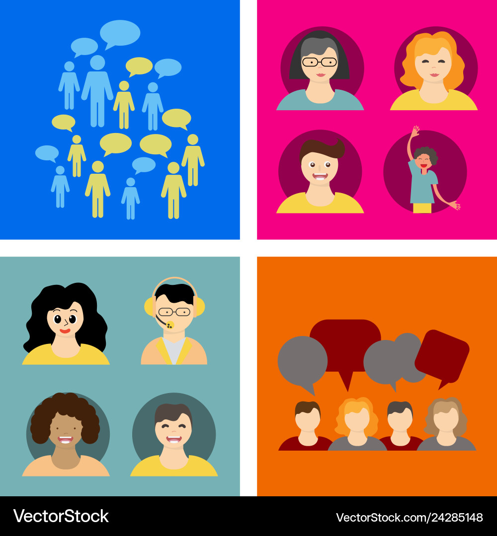 People icon set in trendy flat style isolated Vector Image