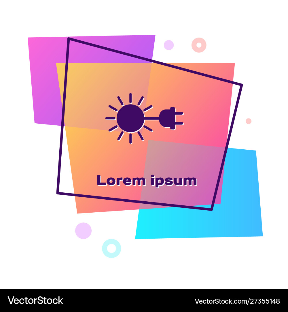 Purple sun with electric plug icon isolated Vector Image
