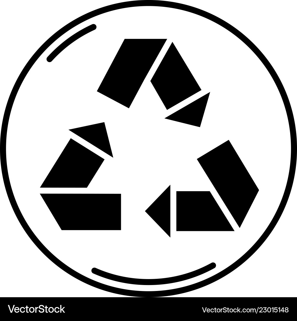 Recycling black icon sign on isolated Royalty Free Vector