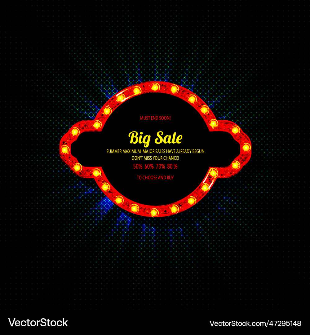 Retro light sign vintage style banner Royalty Free Vector