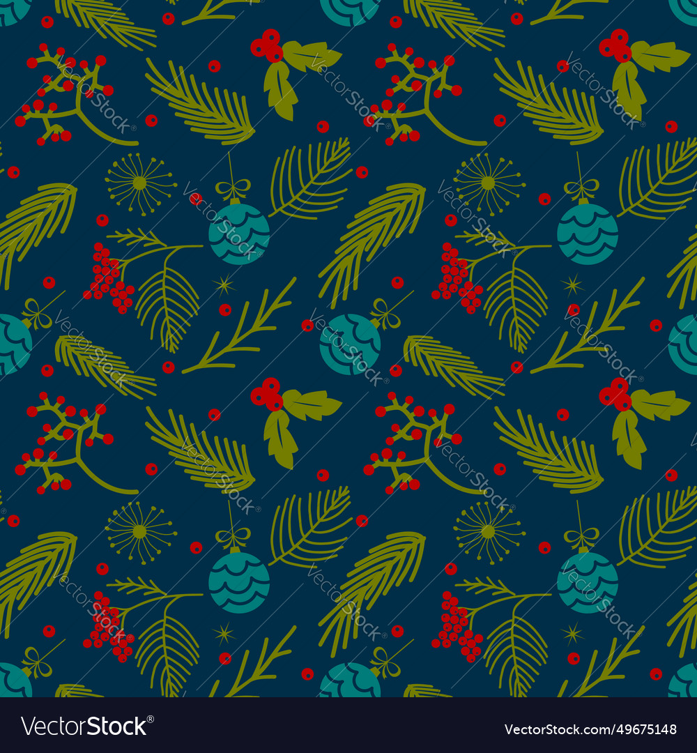 Seamless winter christmas pattern with branches Vector Image