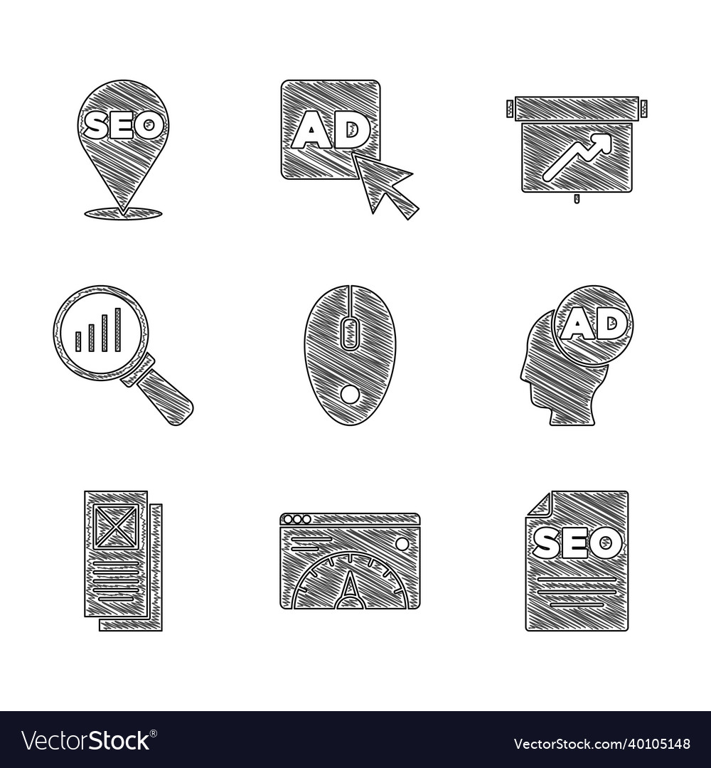 Set computer mouse website statistic seo Vector Image Set computer mouse website statistic seo Vector Image