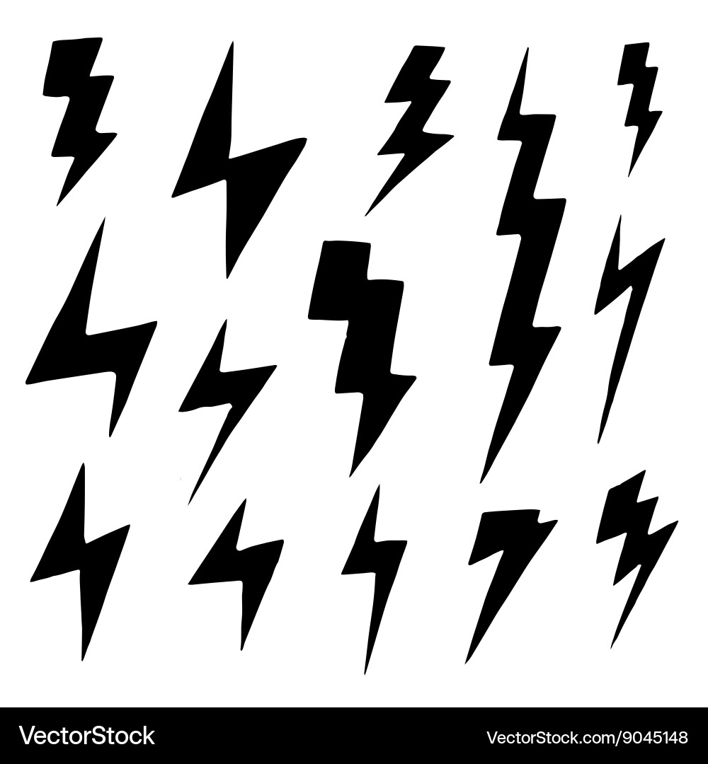 Set of simple lightning doodle group hand drawn Vector Image