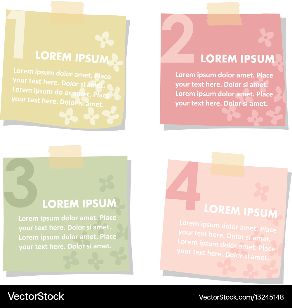 Set of sticky notes papers with flowers spring Vector Image