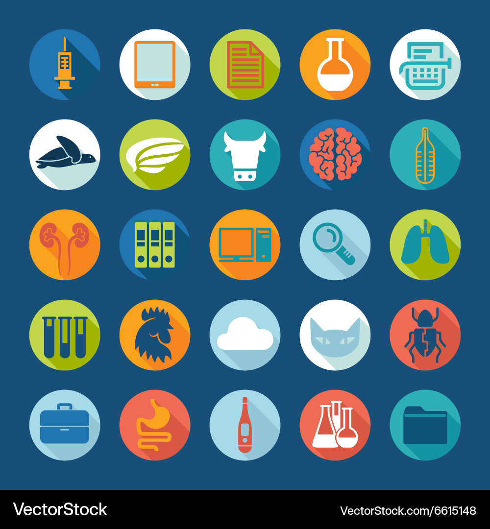 Set of veterinary flat icons Royalty Free Vector Image