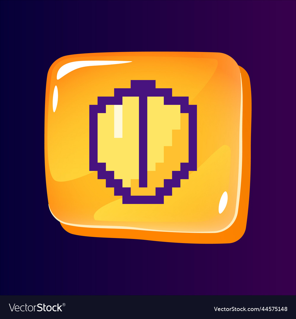 Shield glossy ui button with pixelated color icon Vector Image
