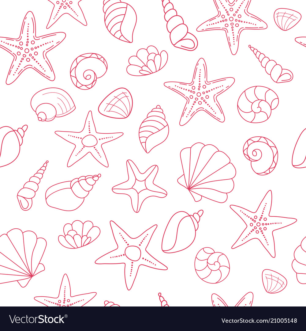 Summer seamless pattern with seashells Royalty Free Vector