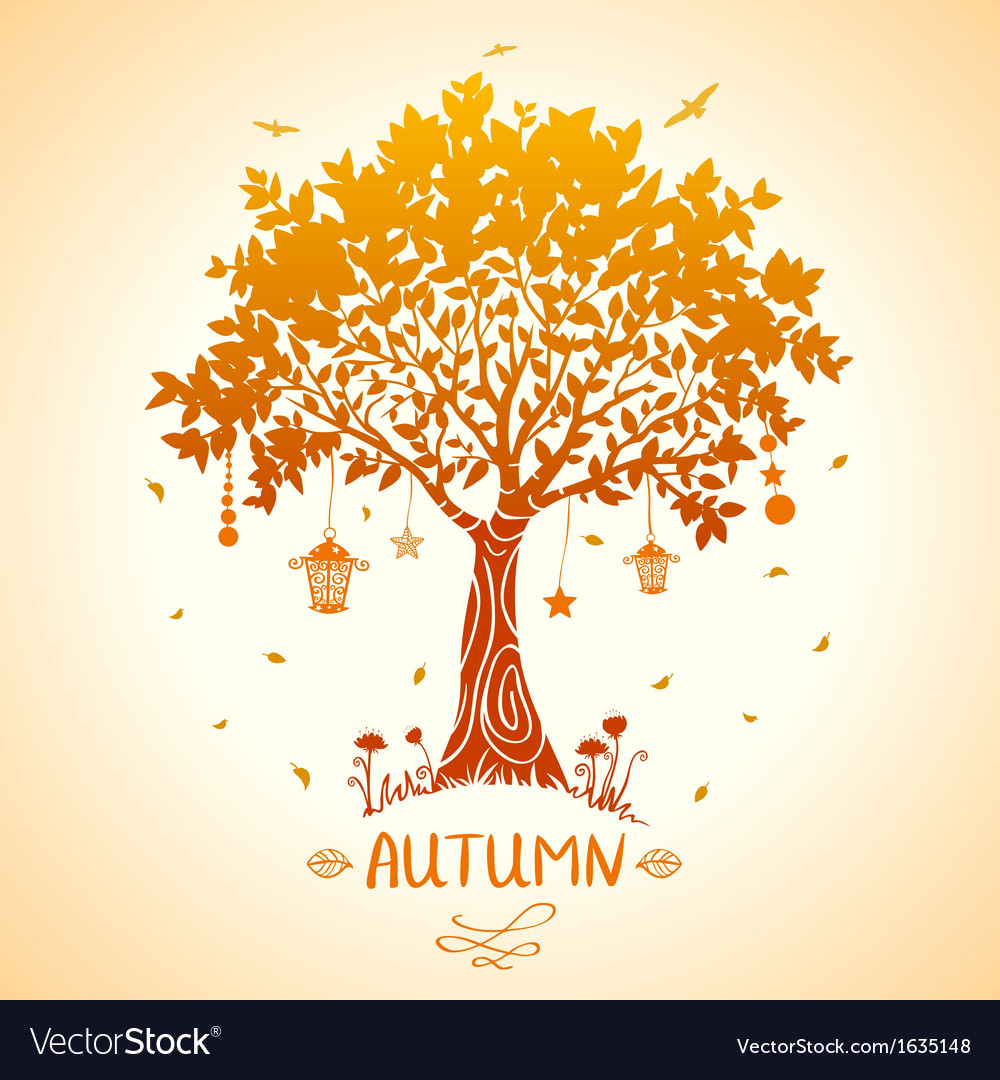 Tree autumn Royalty Free Vector Image - VectorStock