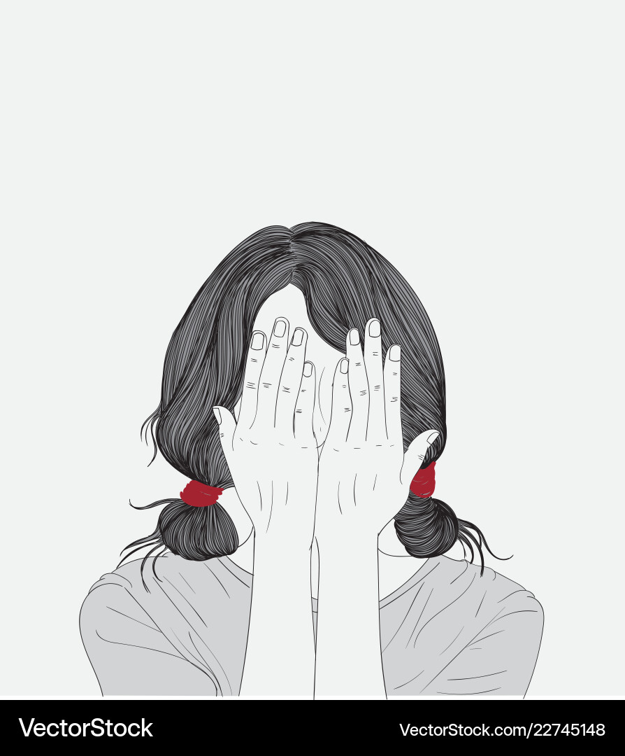 Women put their hands off page Royalty Free Vector Image