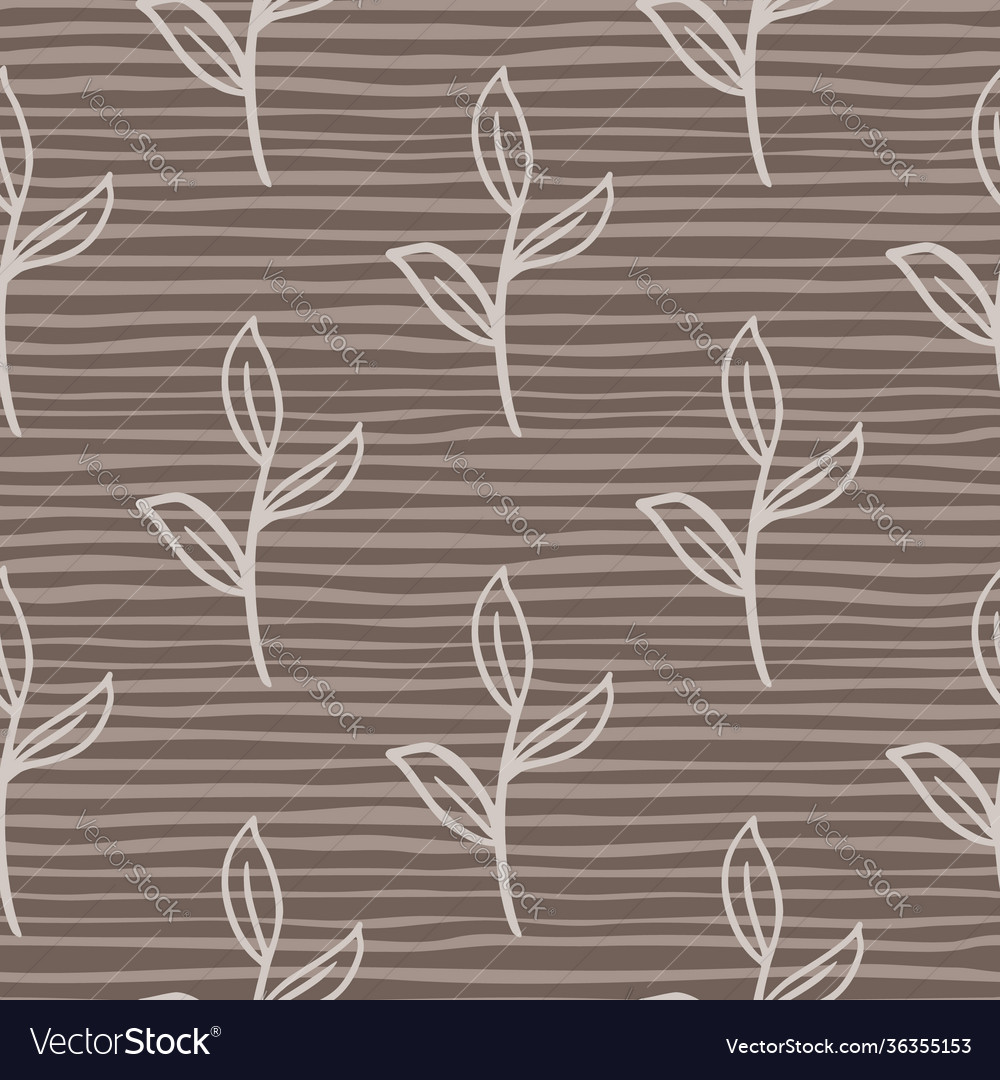 Abstract botanic seamless pattern with contoured Vector Image