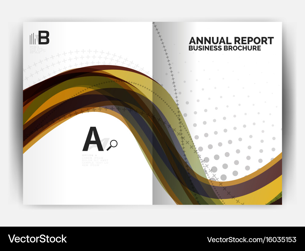 Business report cover template wave Royalty Free Vector