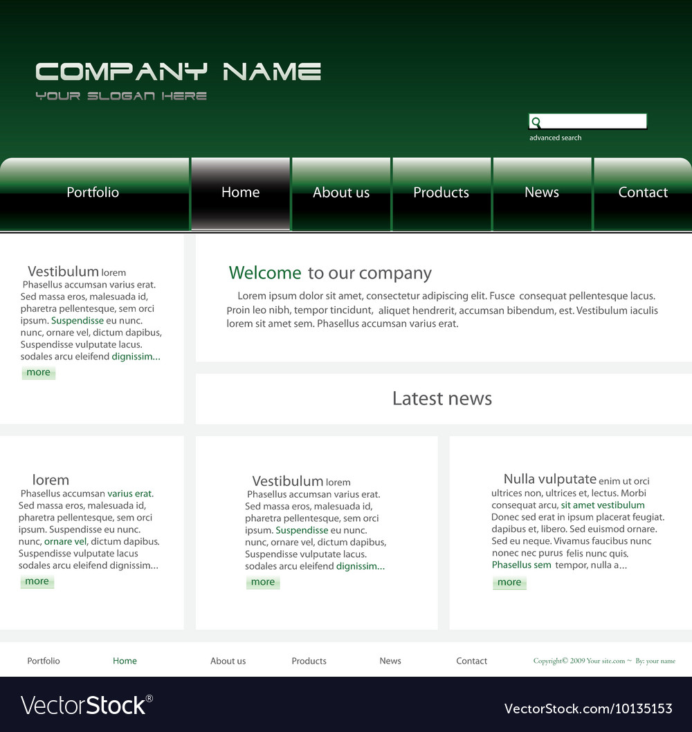 Editable website template Royalty Free Vector Image