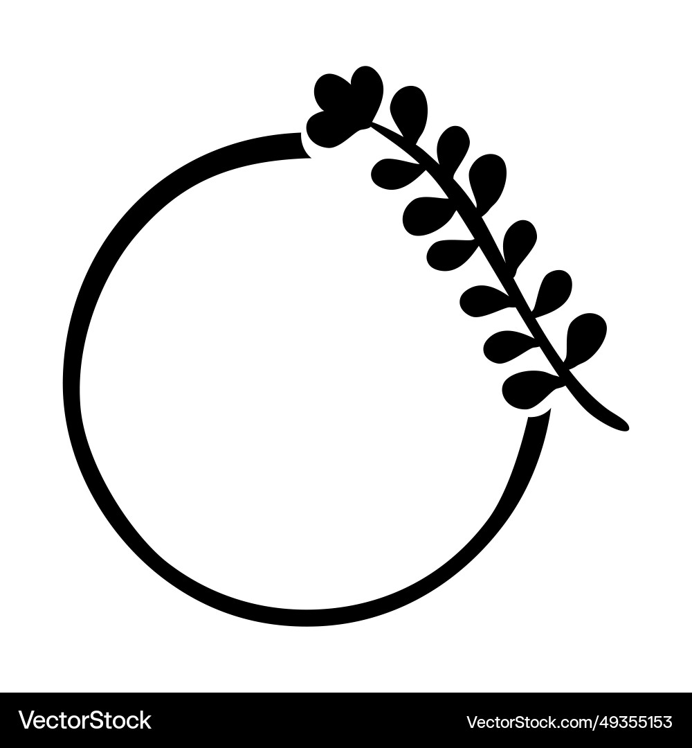 Floral simple black border circle sketch Vector Image