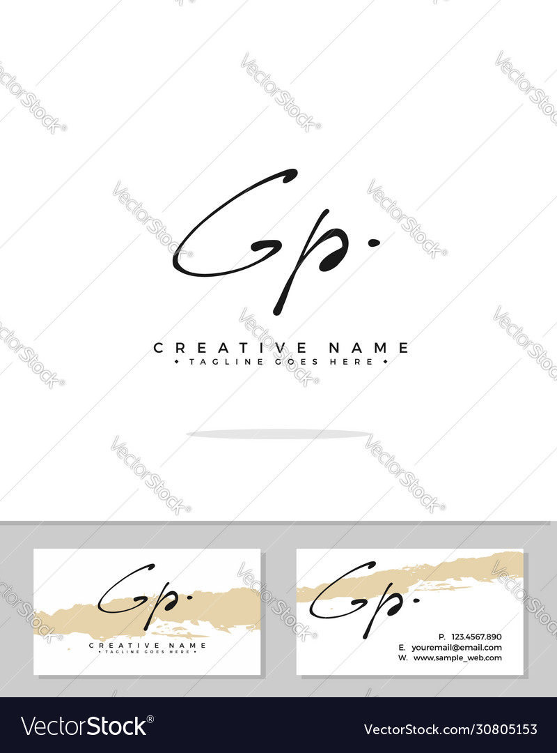 G p gp initial logo signature handwriting Vector Image