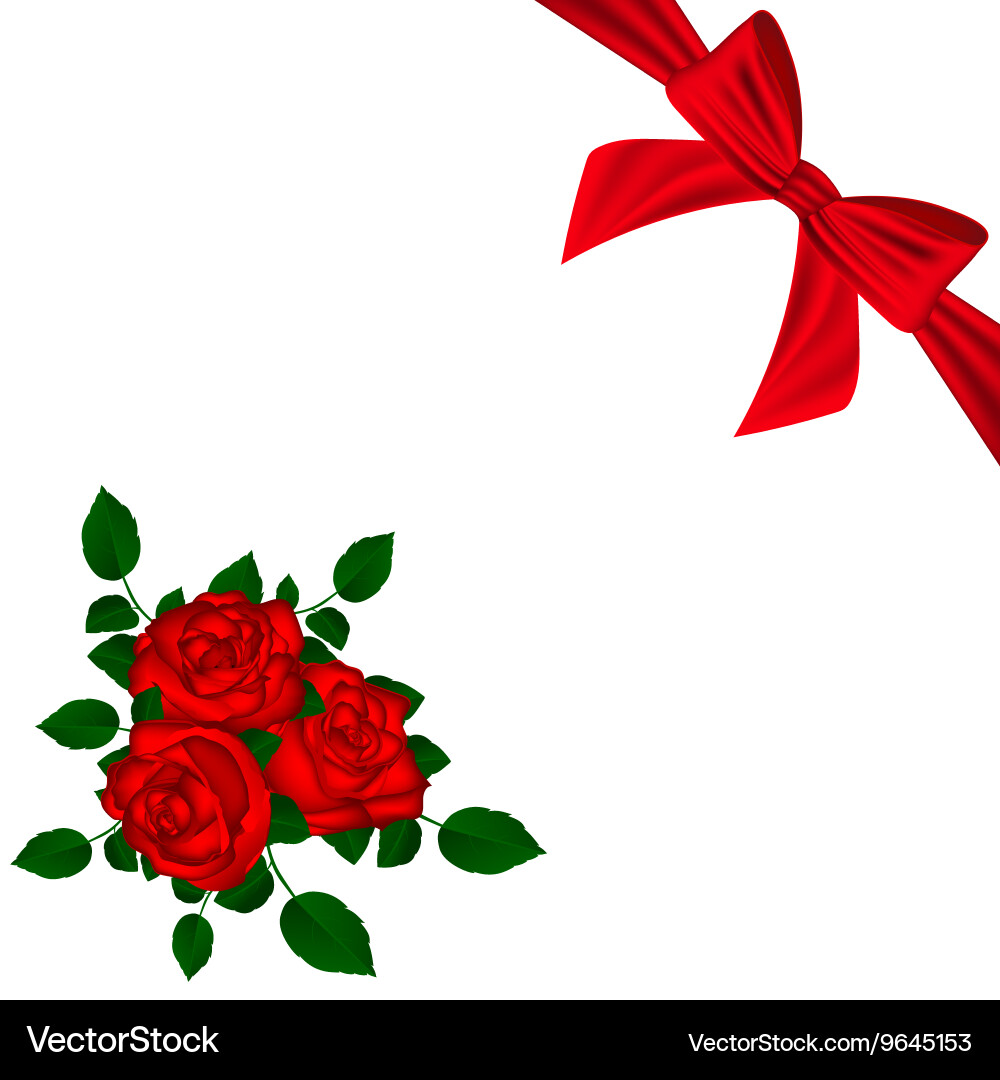 Greeting card with red roses and bow Royalty Free Vector