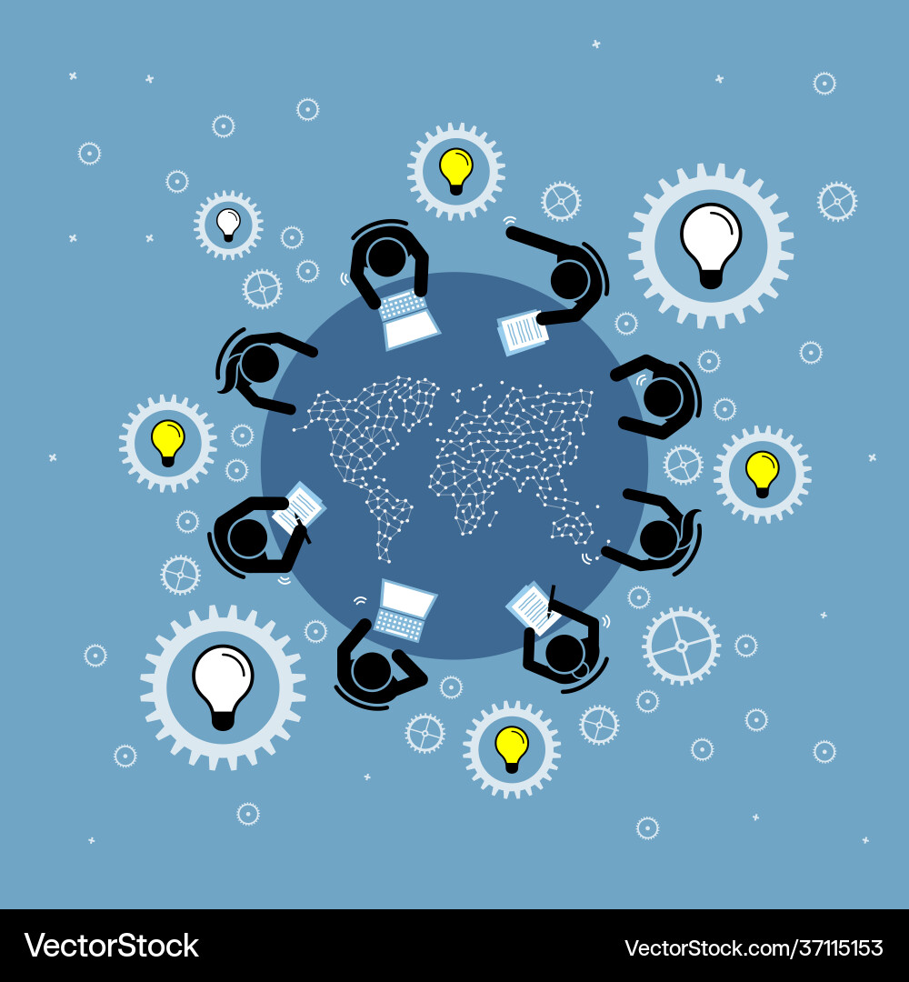 Group people discussing and brainstorming Vector Image