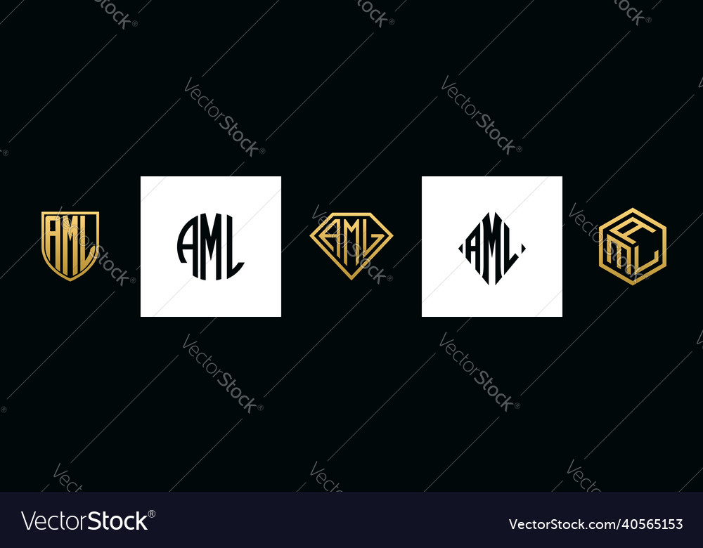 Initial letters aml logo designs bundle Royalty Free Vector