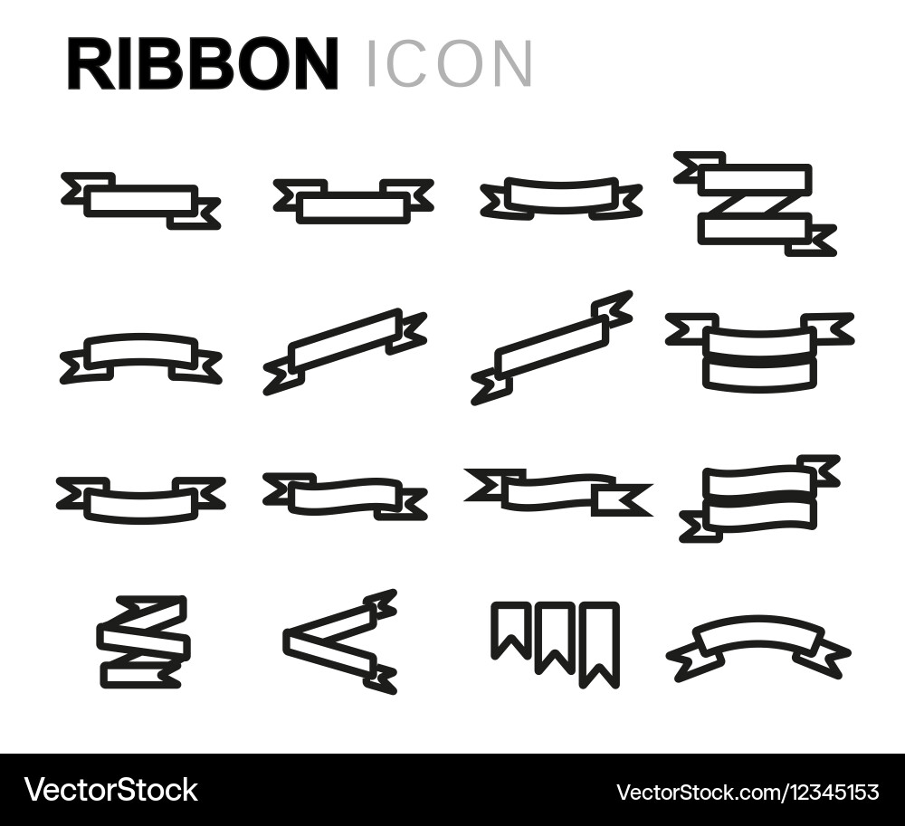 Line ribbon icons set Royalty Free Vector Image