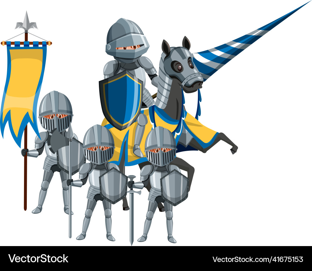 Medieval knight on horseback white background Vector Image