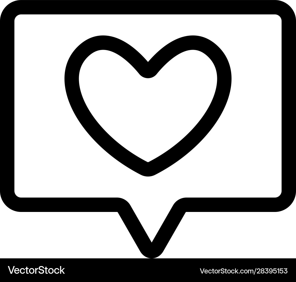 Message with heart icon isolated contour Vector Image