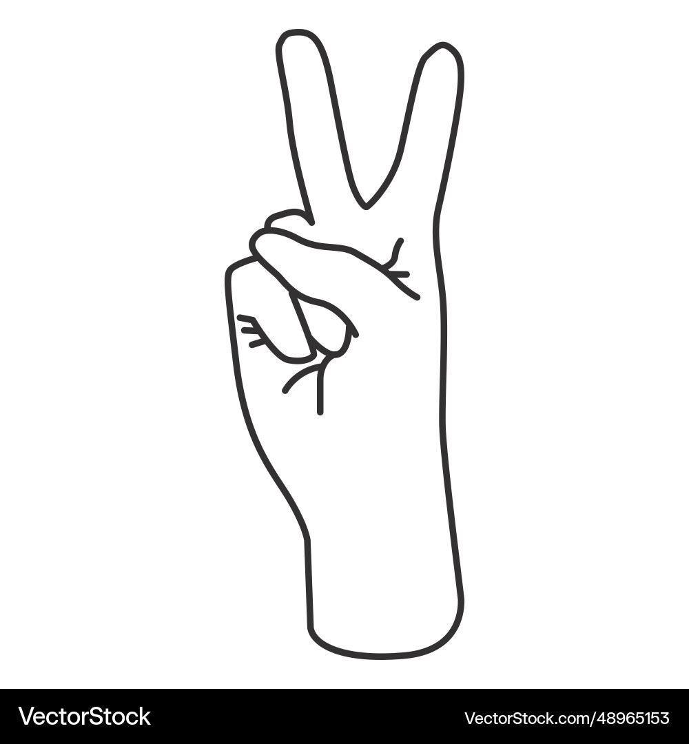 Raised index and middle finger stroke hand sign Vector Image