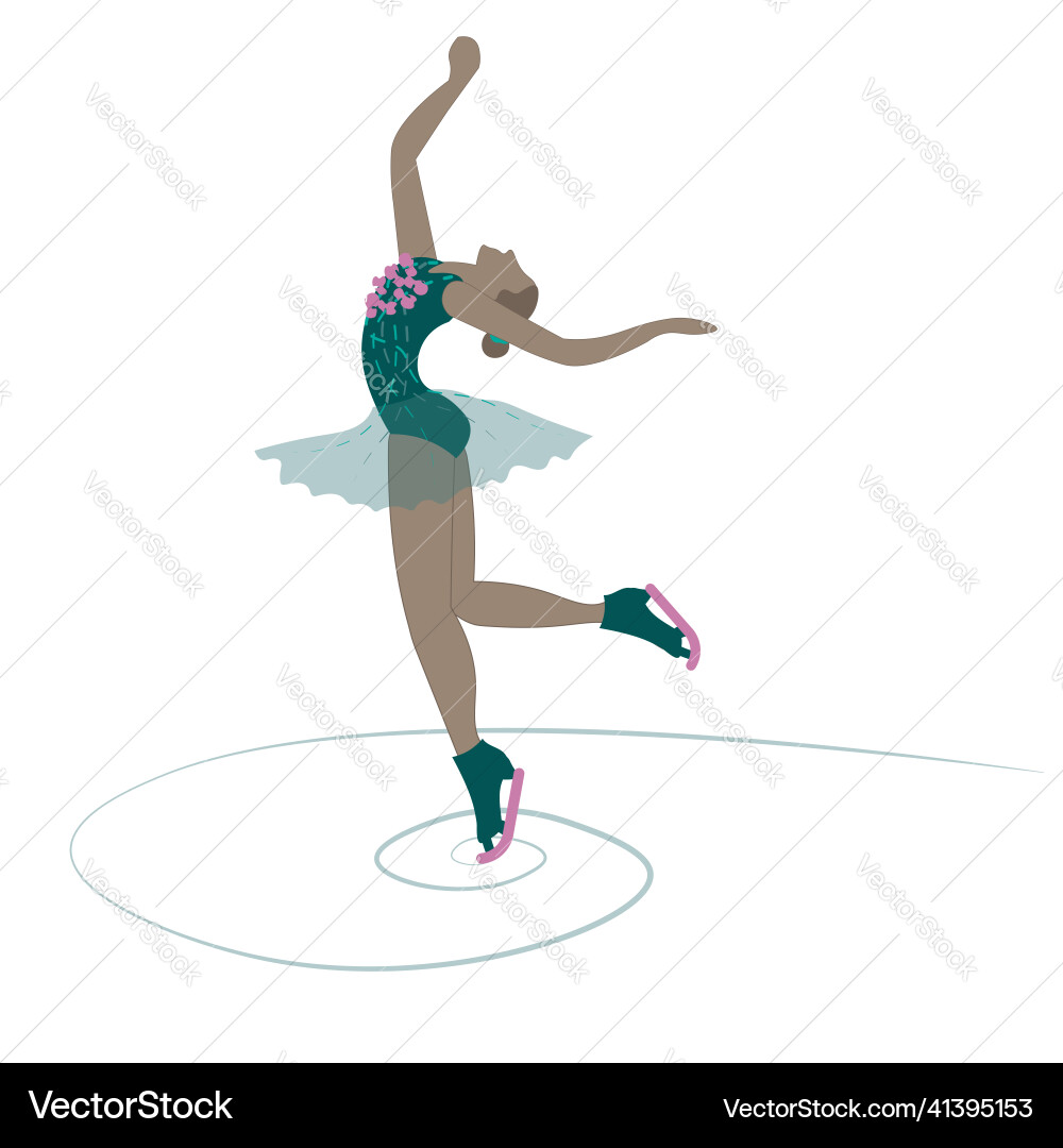 Young female ice skater performs rotation figure Vector Image