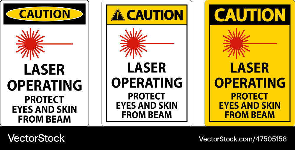 Caution laser operating protect eyes and skin Vector Image