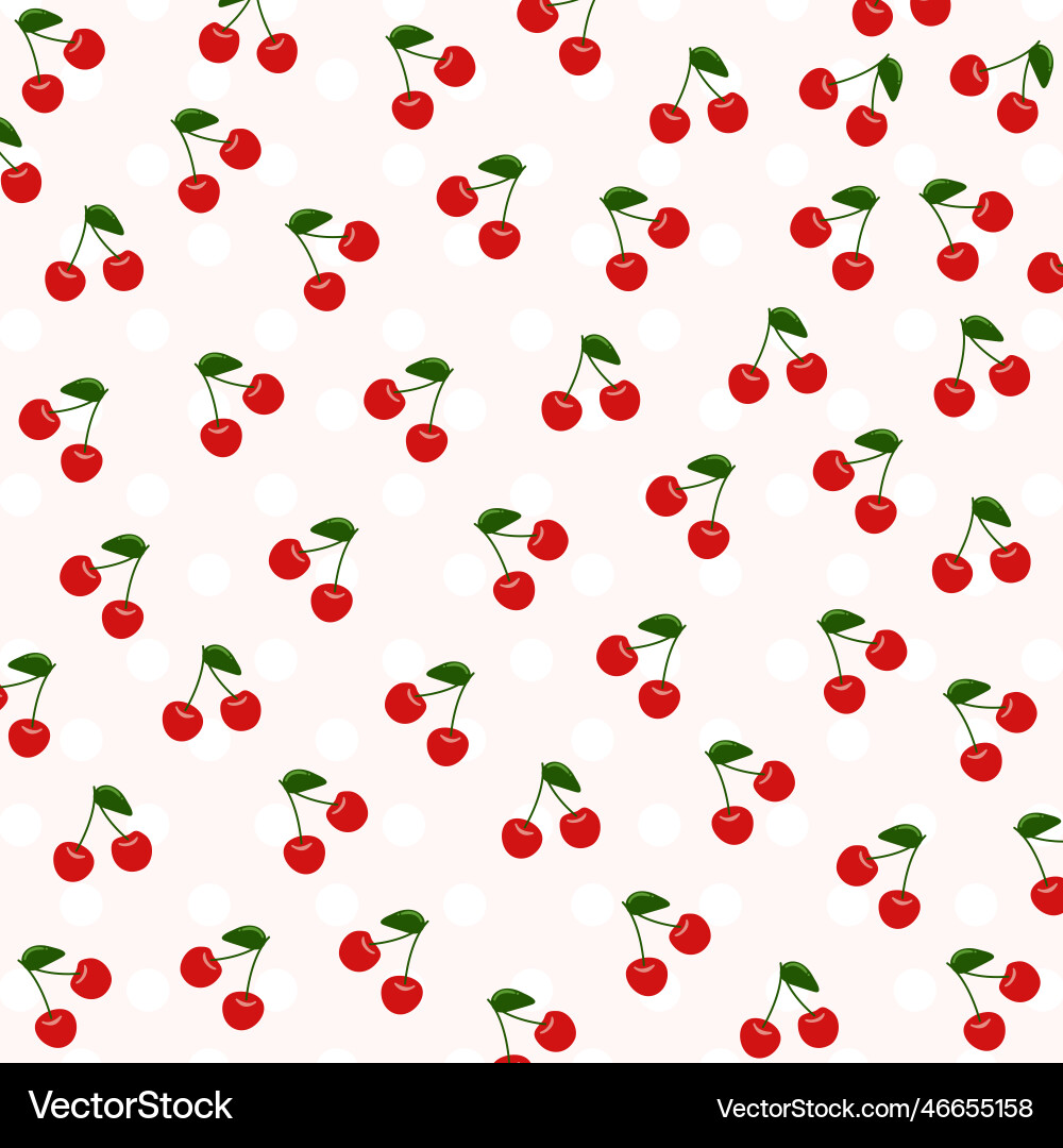 Cherry seamless pattern juicy red cherries patter Vector Image