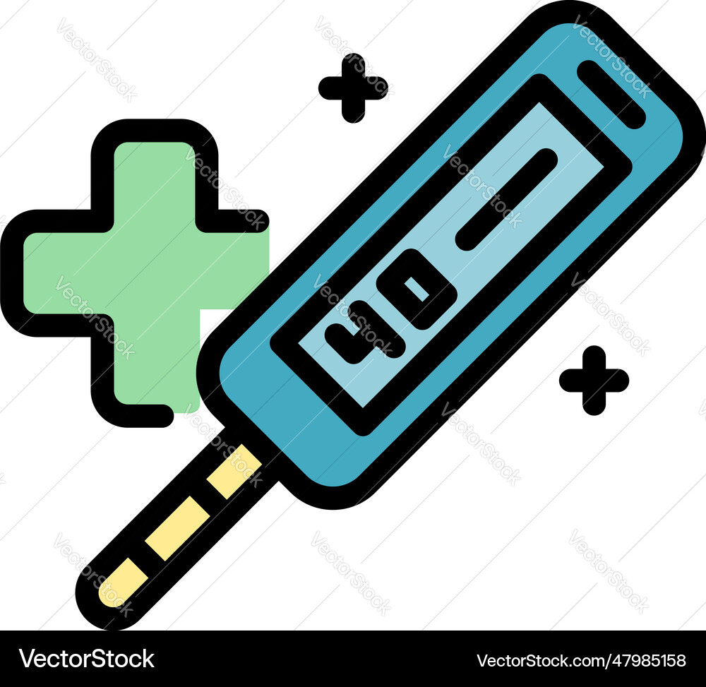 Digital thermometer icon flat Royalty Free Vector Image