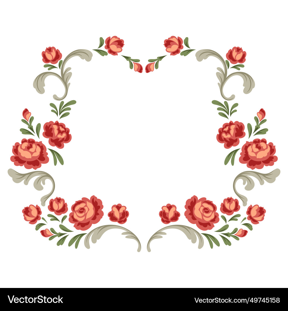 Frame with baroque flowers beautiful decorative Vector Image