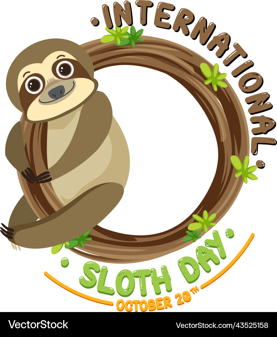 International sloth day banner concept Royalty Free Vector