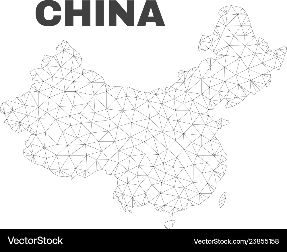 Polygonal mesh china map Royalty Free Vector Image