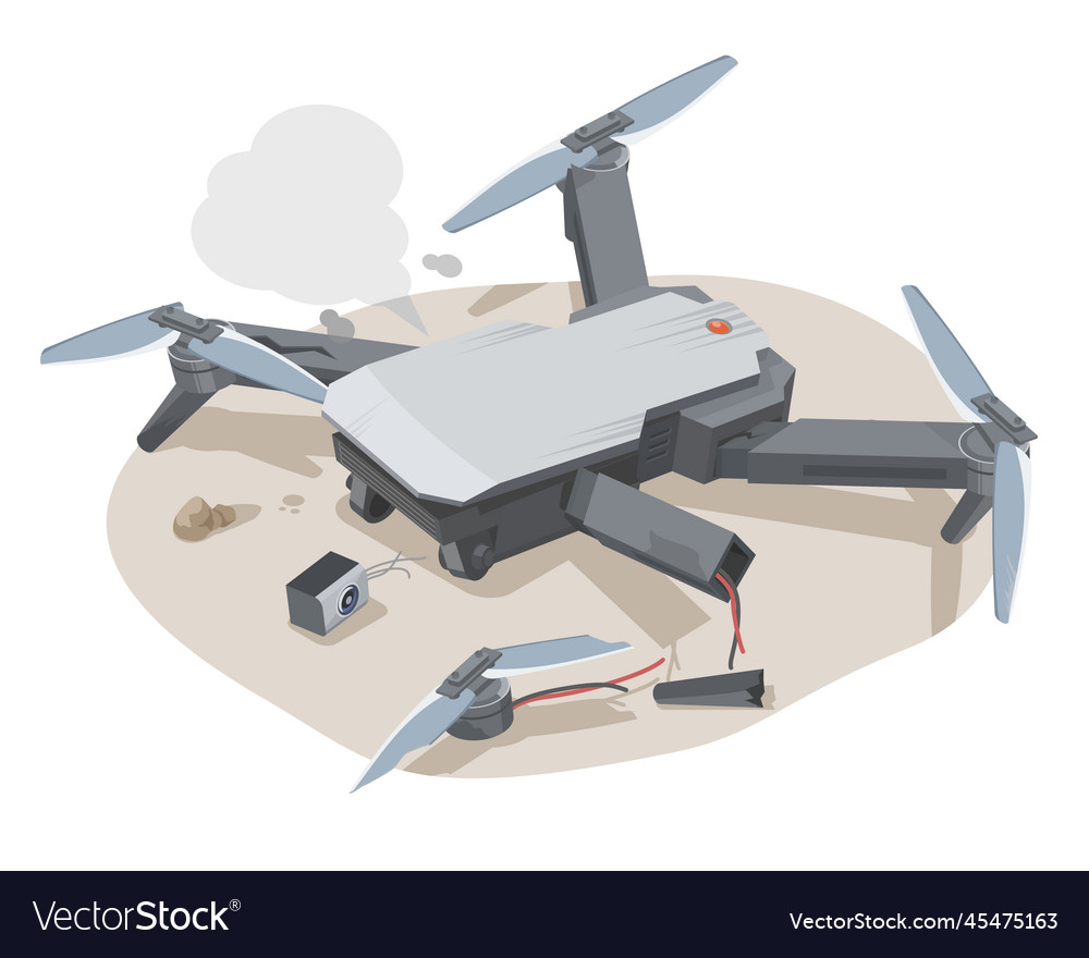Aerial drone beware accident fall crash failed Vector Image Aerial drone beware accident fall crash failed Vector Image