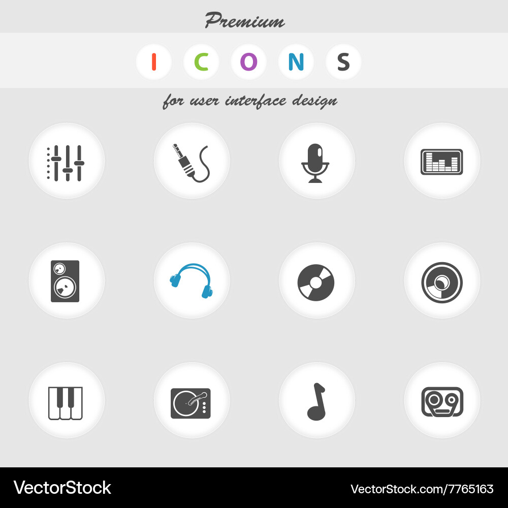 Audio and music simple icons Royalty Free Vector Image